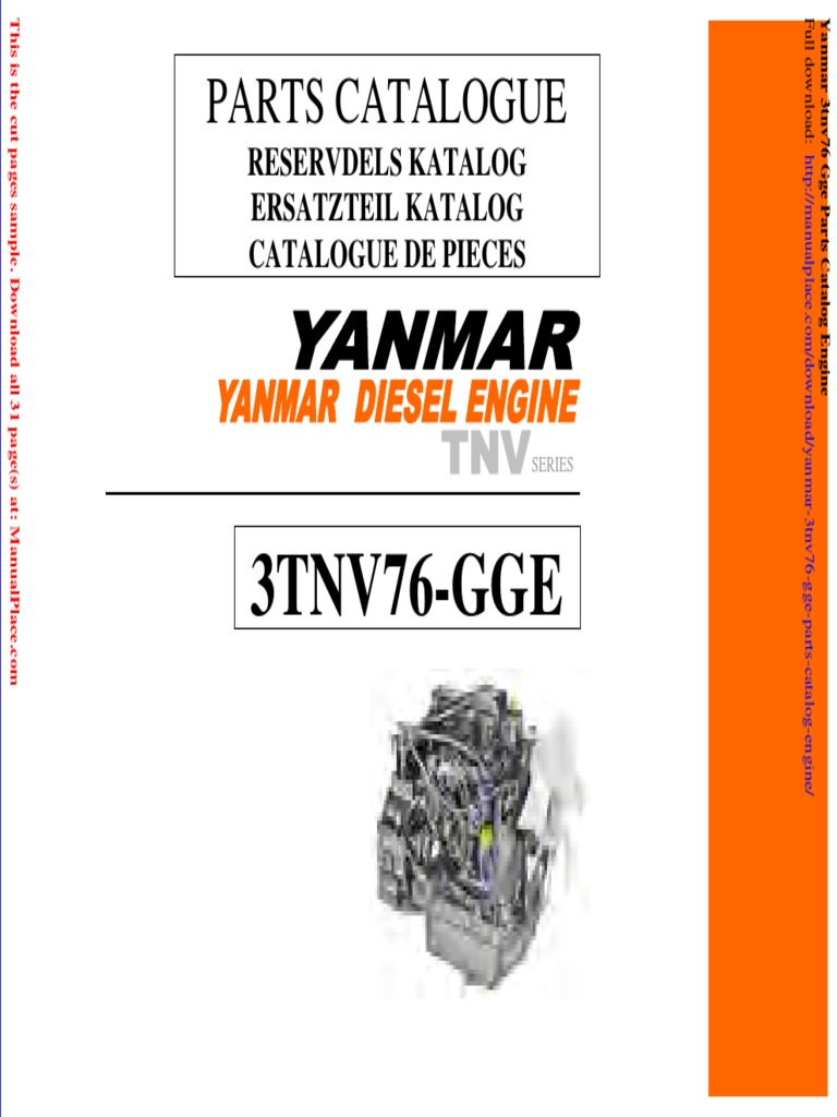 Yanmar 3tnv76 Gge Parts Catalog Engine | PDF