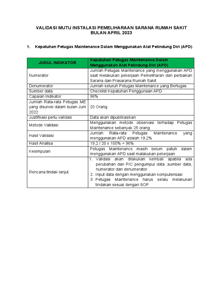 VALIDASI MUTU IPSRS - April 2023 | PDF | Teknologi & Rekayasa