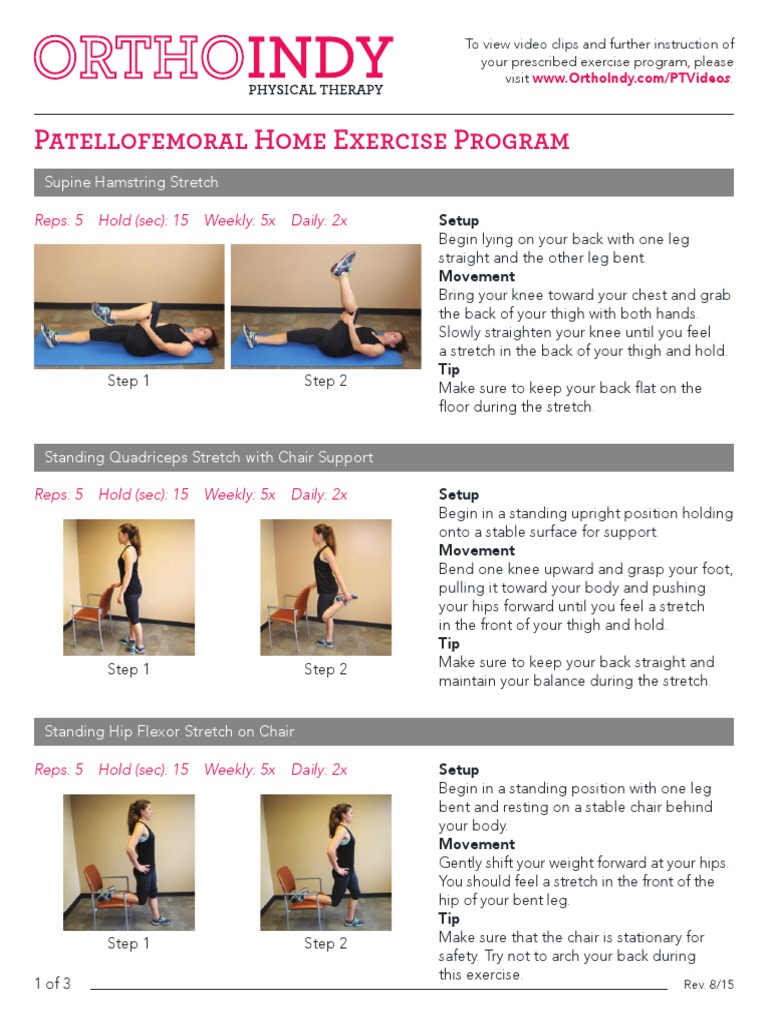 Patellofemoral Home Exercise Program | PDF | Anatomical Terms Of Motion | Limbs (Anatomy)