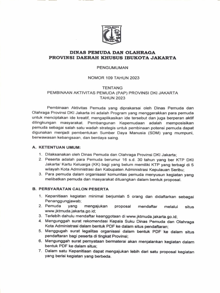 SK No 109 Tahun 2023 - Pap Provinsi Dki Jakarta Tahun 2023 | PDF