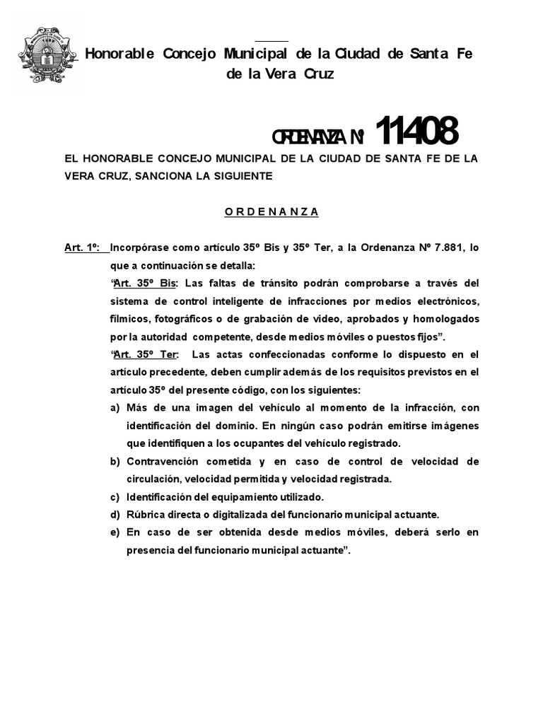 Ordenanza 11408 Santa Fe | PDF