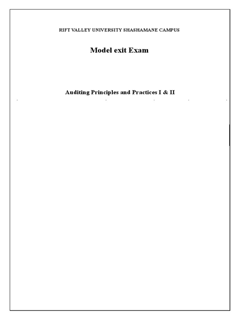 Auditing Principles and Practices I & II Model Exam | PDF | Audit | Valuation (Finance)