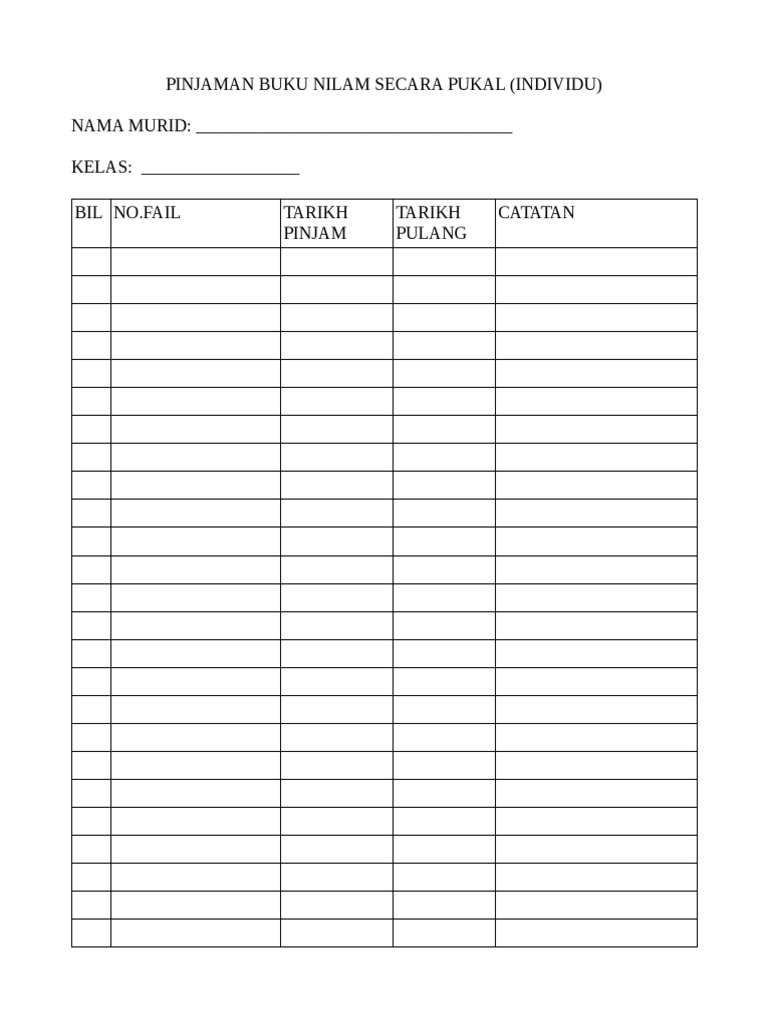 Borang Pinjaman Buku Pukal | PDF | Pengelolaan Keuangan & Uang