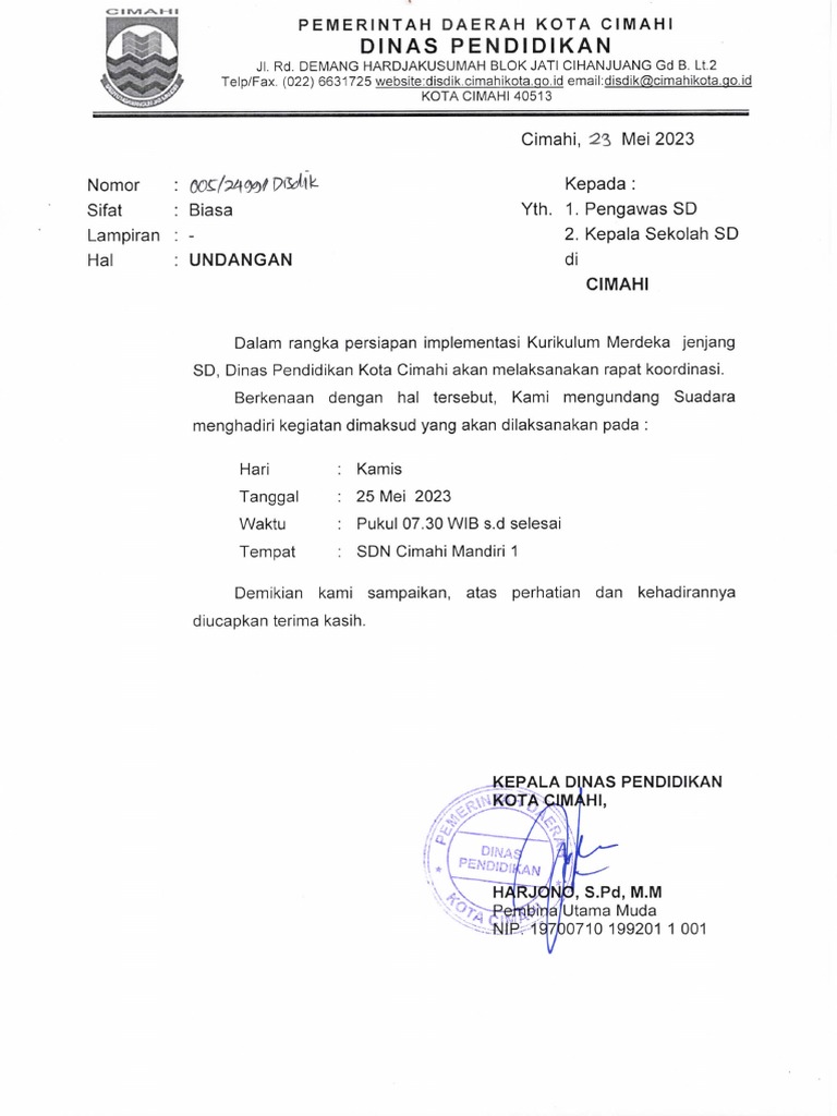 Undangan Sosialisasi Ikm Sd Pdf