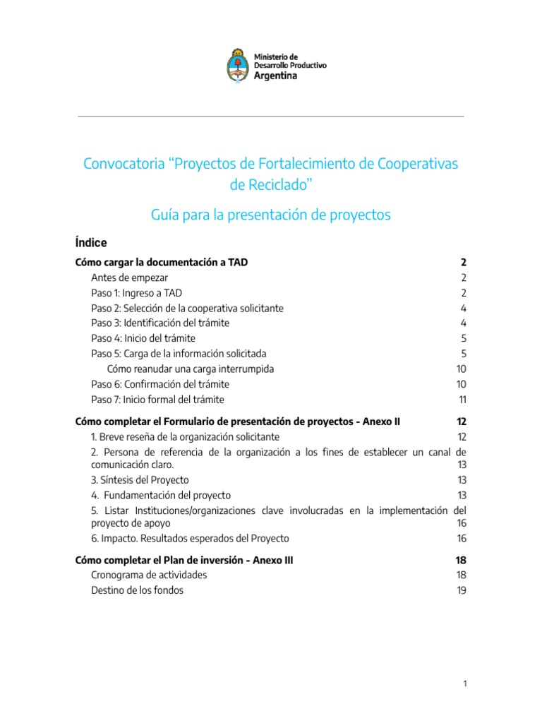 Instructivo Presentacion de Proyectos 2 | PDF | Mercado (economía) | Cooperativa