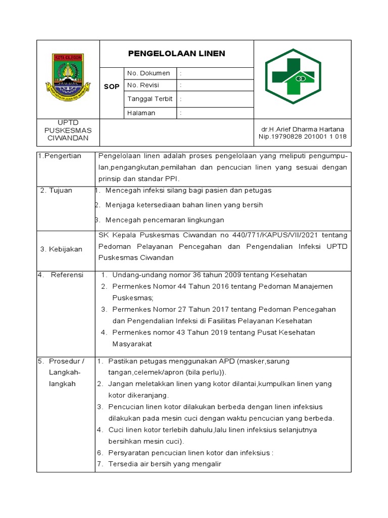 Sop 10 Langkah Pengelolaan Linen | PDF