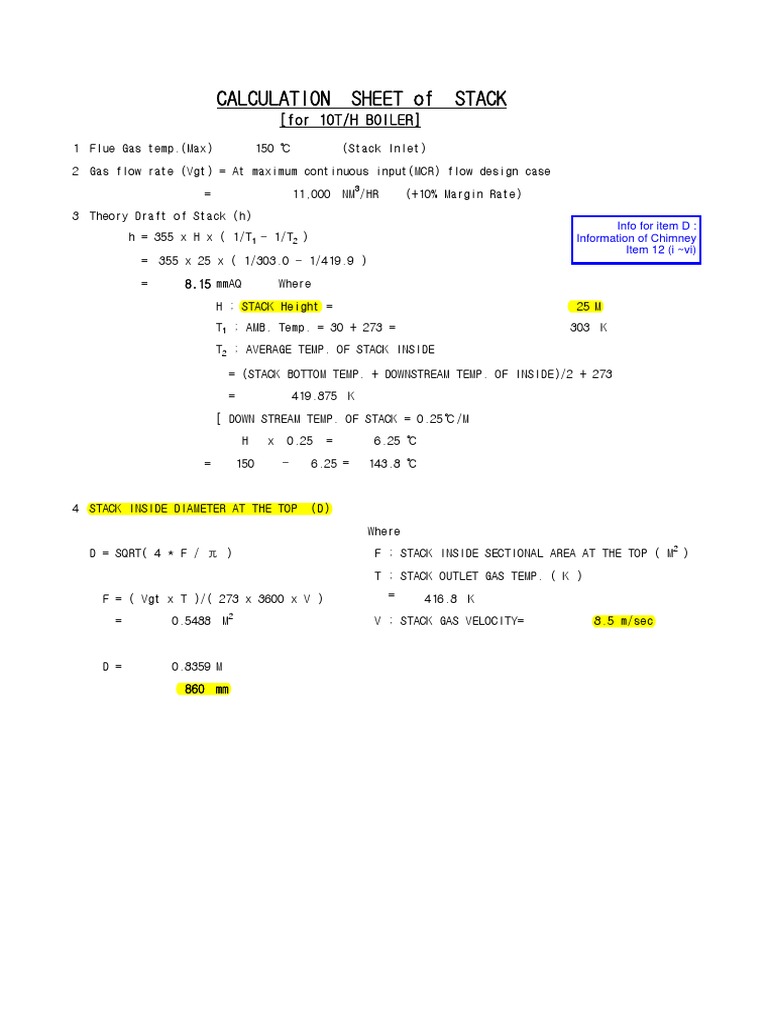 Boiler Stack Height Calculation From DL | PDF | Chimney | Energy Technology