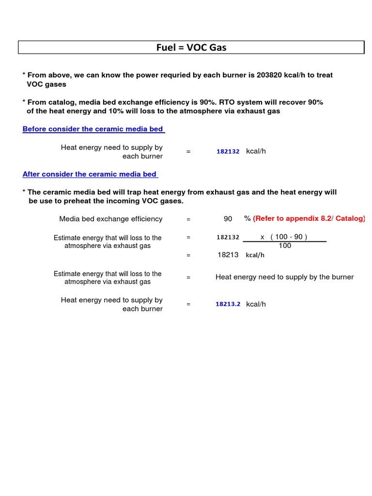 Apb Calculation (Voc Gas) | PDF | Combustion | Mole (Unit)