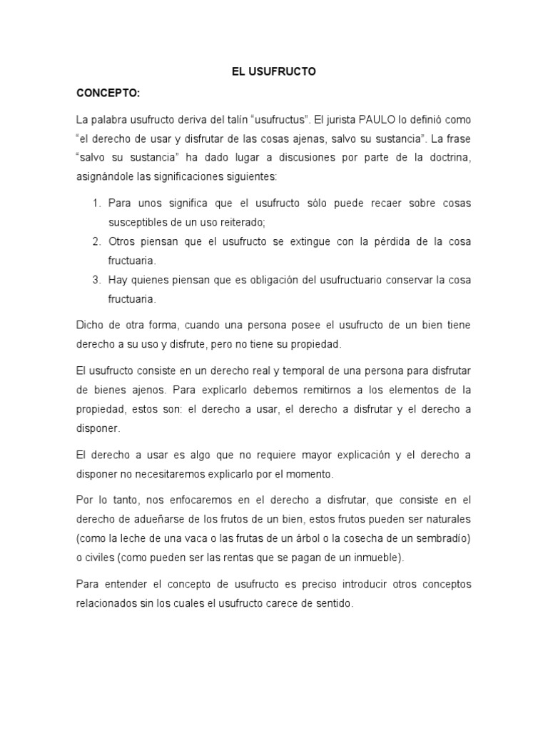 El Usufructo | PDF