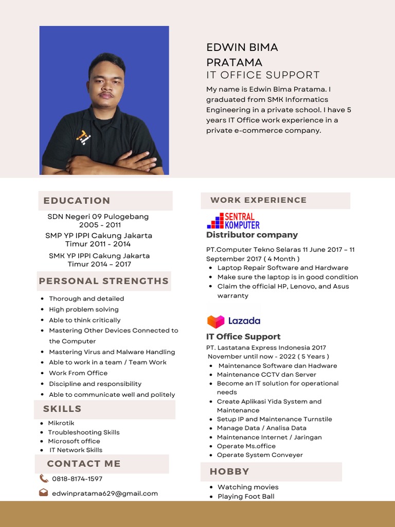 CV - Edwin Bima Pratama | PDF | Computer Hardware | Computing