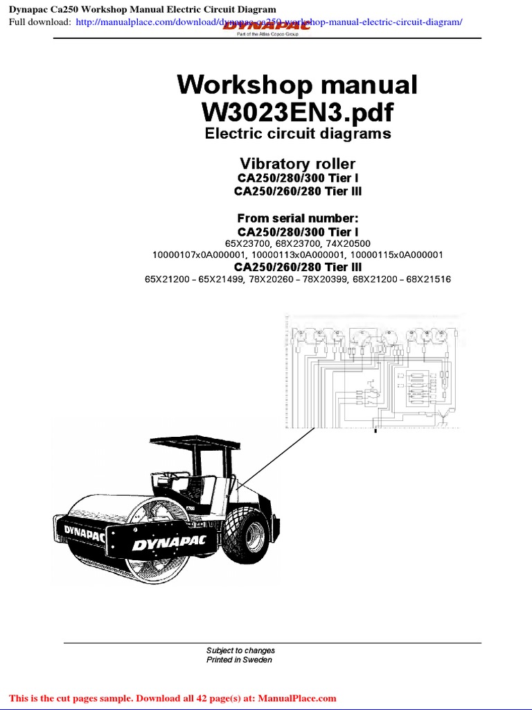 Dynapac Ca250 Workshop Manual Electric Circuit Diagram | PDF