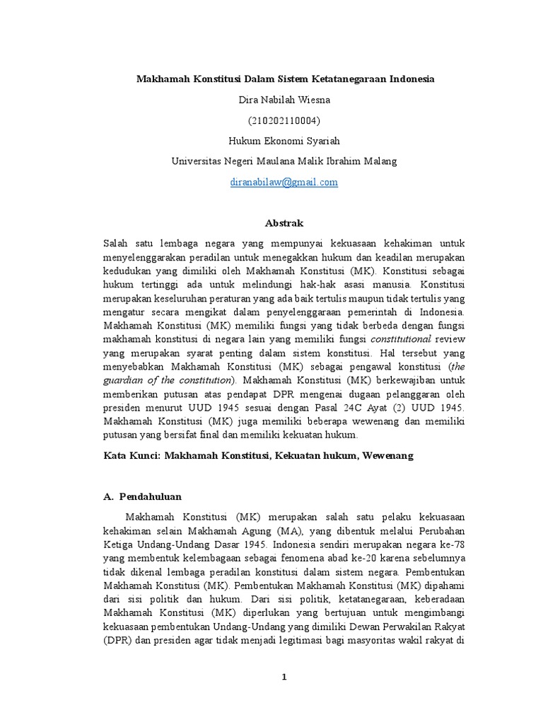 Makhamah Konstitusi Dalam Sistem Ketatanegaraan Indonesia Pdf 