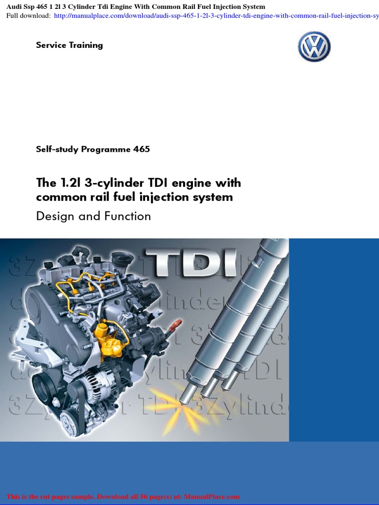 Audi SSP 465-1-2l 3 Cylinder Tdi Engine With Common Rail Fuel Injection ...