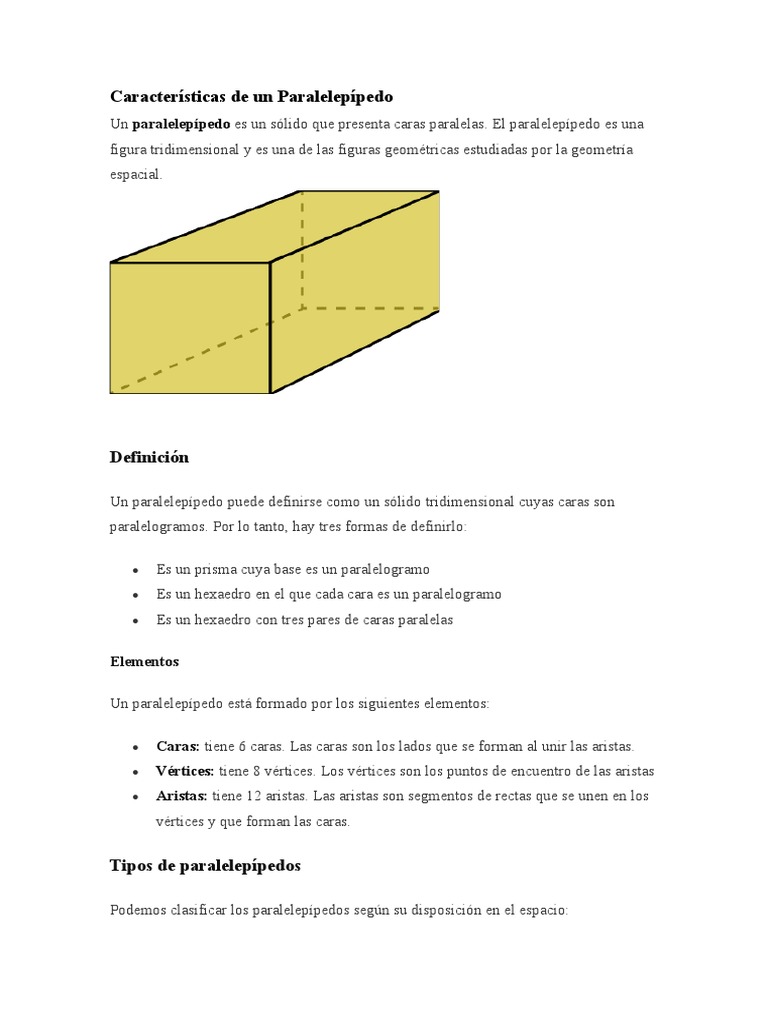 Características de Un Paralelepípedo | PDF | Geometria clasica | Geometría