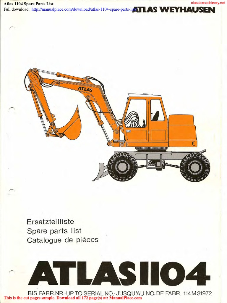 Atlas 1104 Spare Parts List | PDF