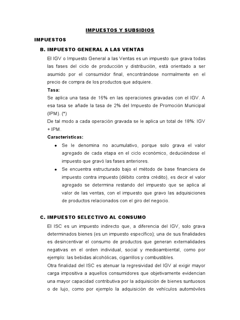 Impuestos y Subsidios: Guía Completa | PDF | Subvención | Impuestos
