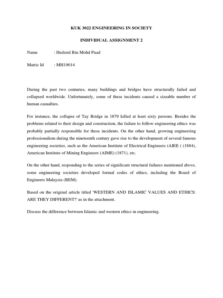 Individual Assignment 2 Mh19014 | PDF | Morality | Integrity