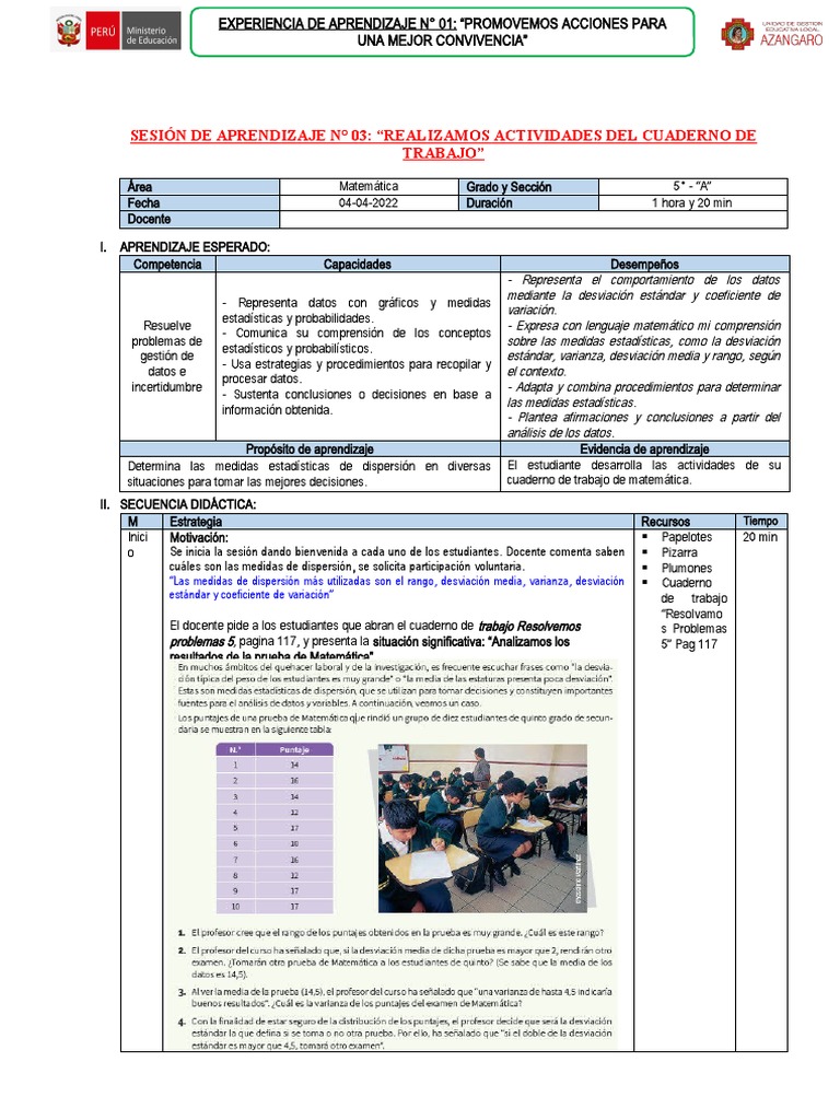 Sesión 3 - 5to - Exp1 | PDF