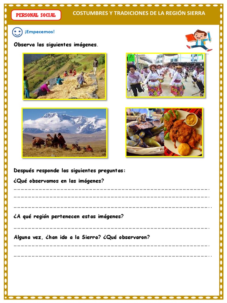 D1 A2 PS. FICHA Costumbres y Tradiciones de La Región de La Sierra ...