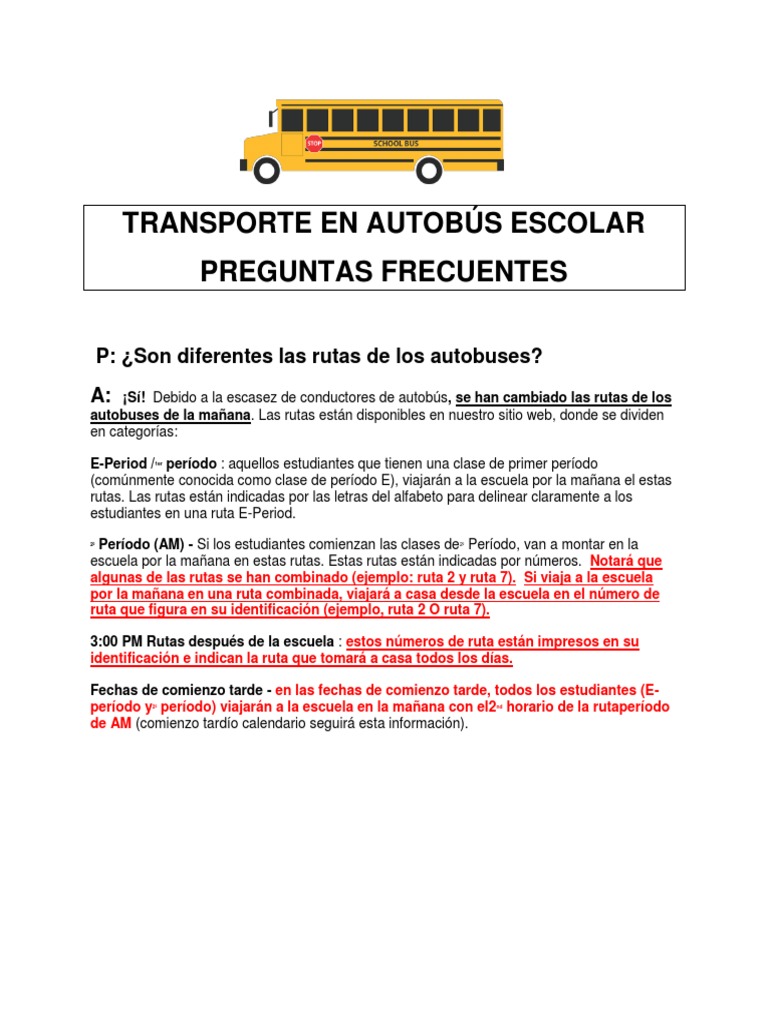 Transportation Faqs Spanish | PDF | Artes del Lenguaje y Comunicación