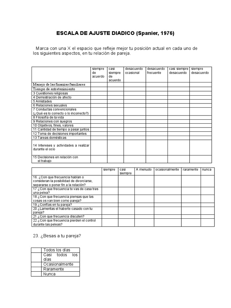 Escala de Ajuste Diadico 1 | PDF