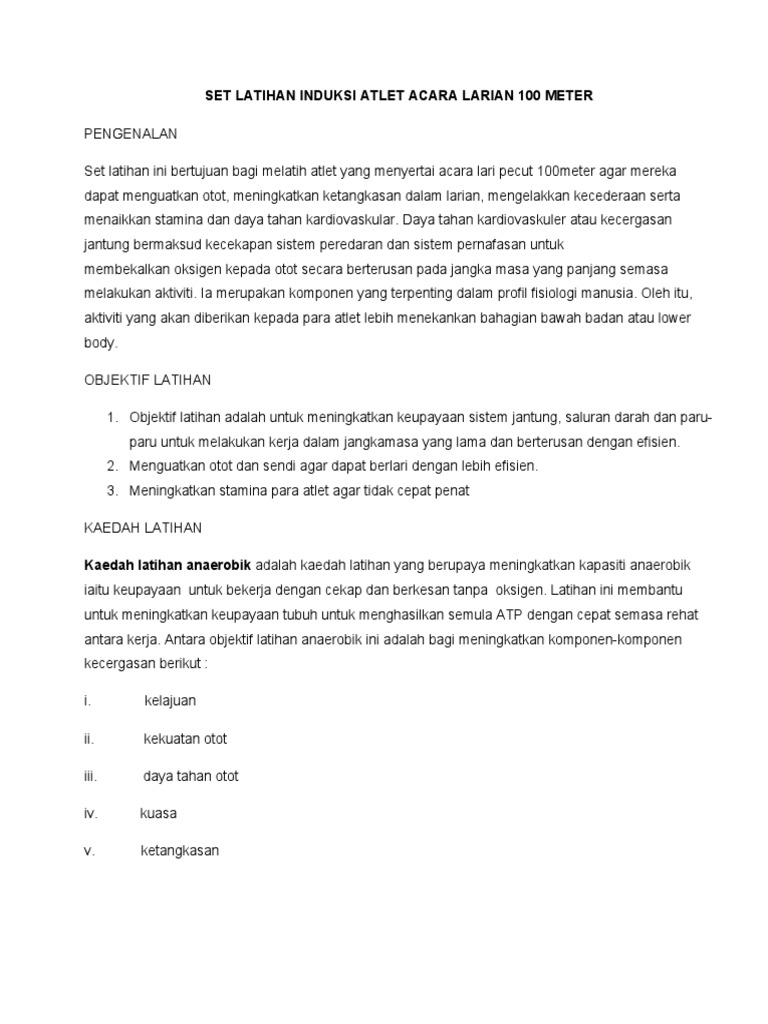 Latihan Atlet Lari 100 Meter | PDF