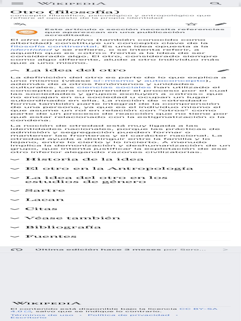 Otro (Filosofía) - Wikipedia, La Enciclopedia Libre | PDF