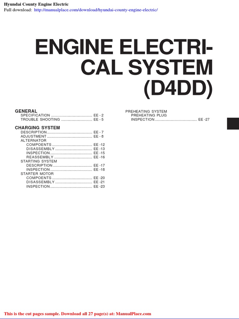 Hyundai County Engine Electric | PDF