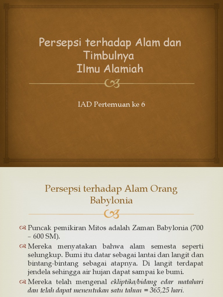 IAD 7 Persepsi Terhadap Alam Dan Timbulnya Ilmu Alamiah | PDF