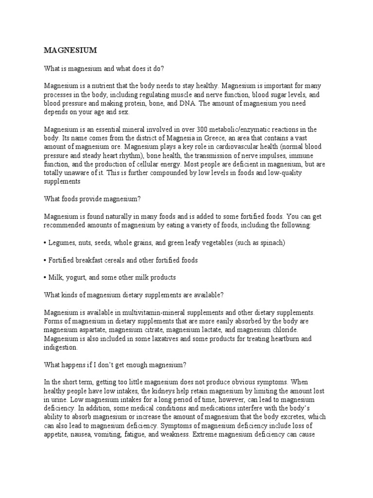 Magnesium Benefits | PDF | Magnesium | Dietary Supplements