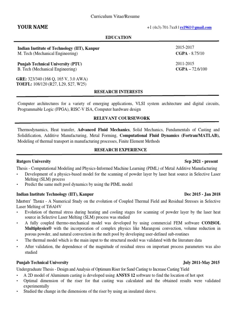 CV For Institutes (1) | PDF | Technology & Engineering
