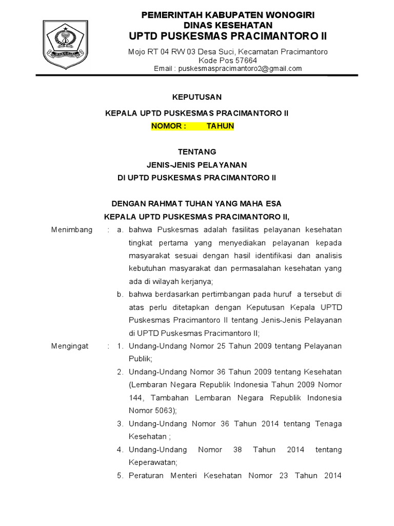 1.1.1.1 - SK Jenis-Jenis Pelayanan Praci 2 | PDF