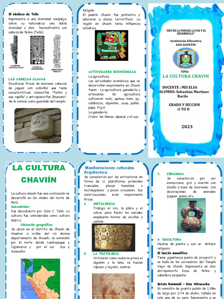 TRIPTICO Cultura Chavin Docxcultura Chavin 3 | PDF | Era precolombina | Andes