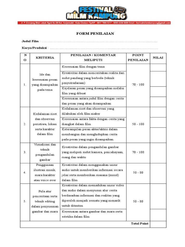 Form Penilaian Dewan Juri | PDF