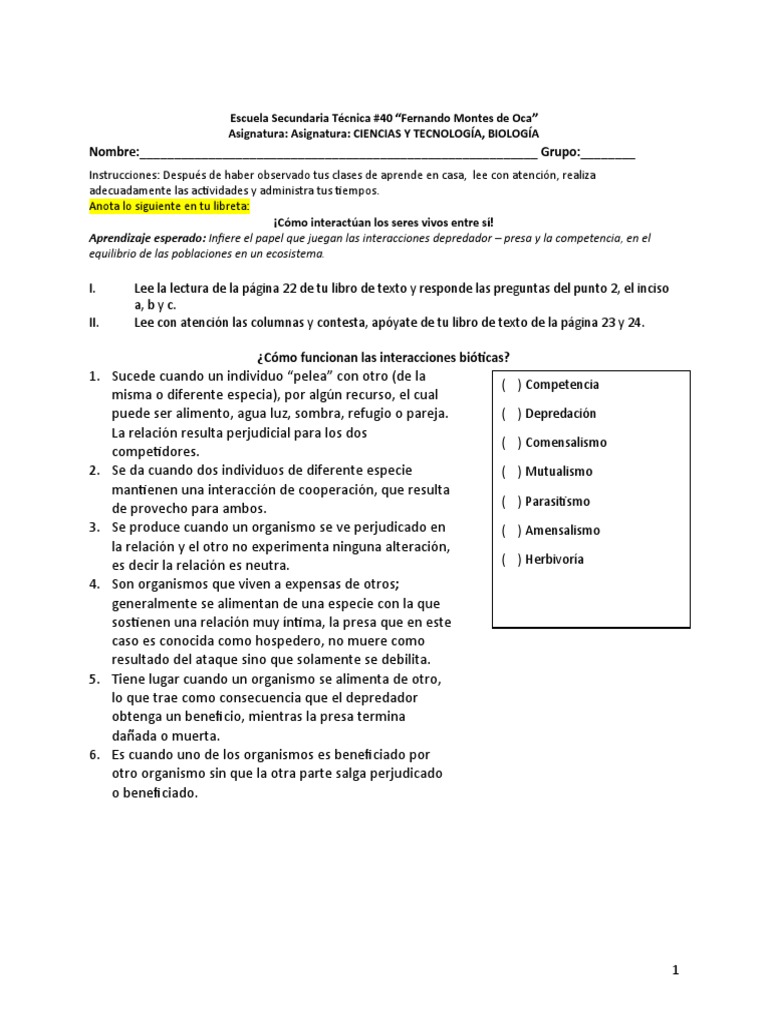 7.Como interactuan los seres vivos entre si | PDF | Depredación ...