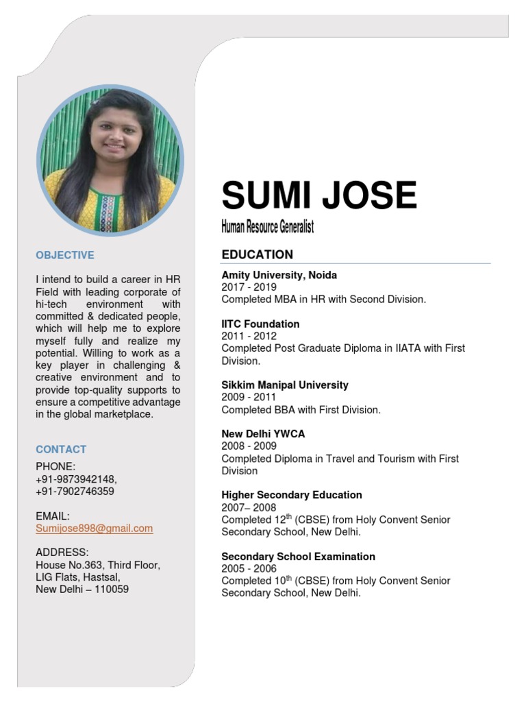 Sumi Jose Resume | PDF | Business | Economies