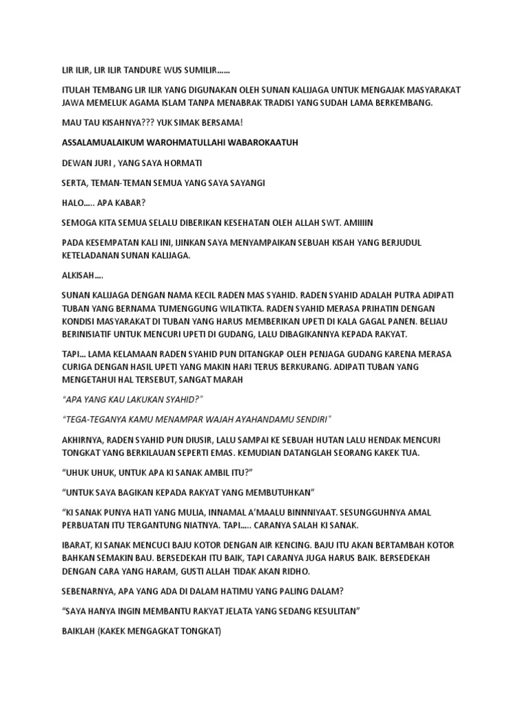 Cerita Islami Kisah Keteladanan Sunan Kalijaga | PDF