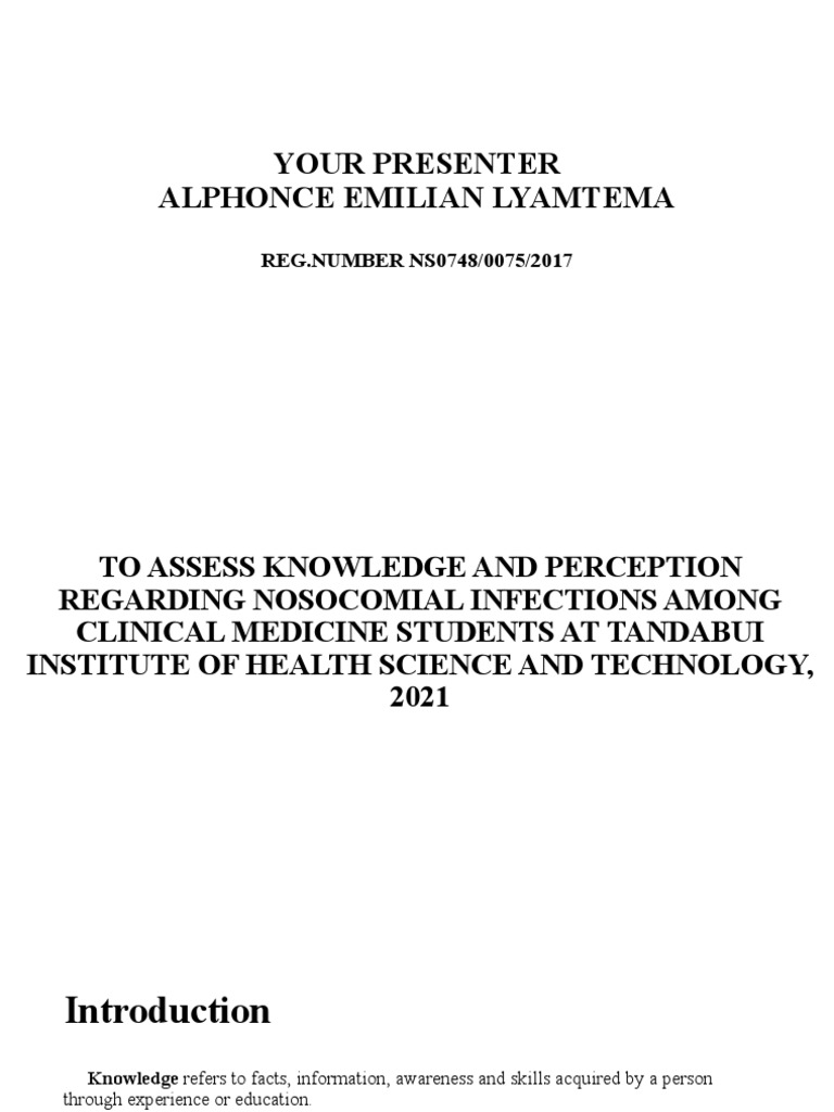 Alphonce Lyamtema Report Presentation | PDF | Hospital Acquired ...