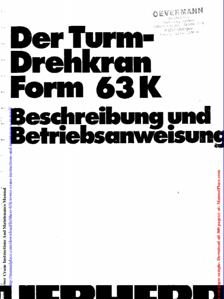 Liebherr 63k Crane Manual Download | PDF