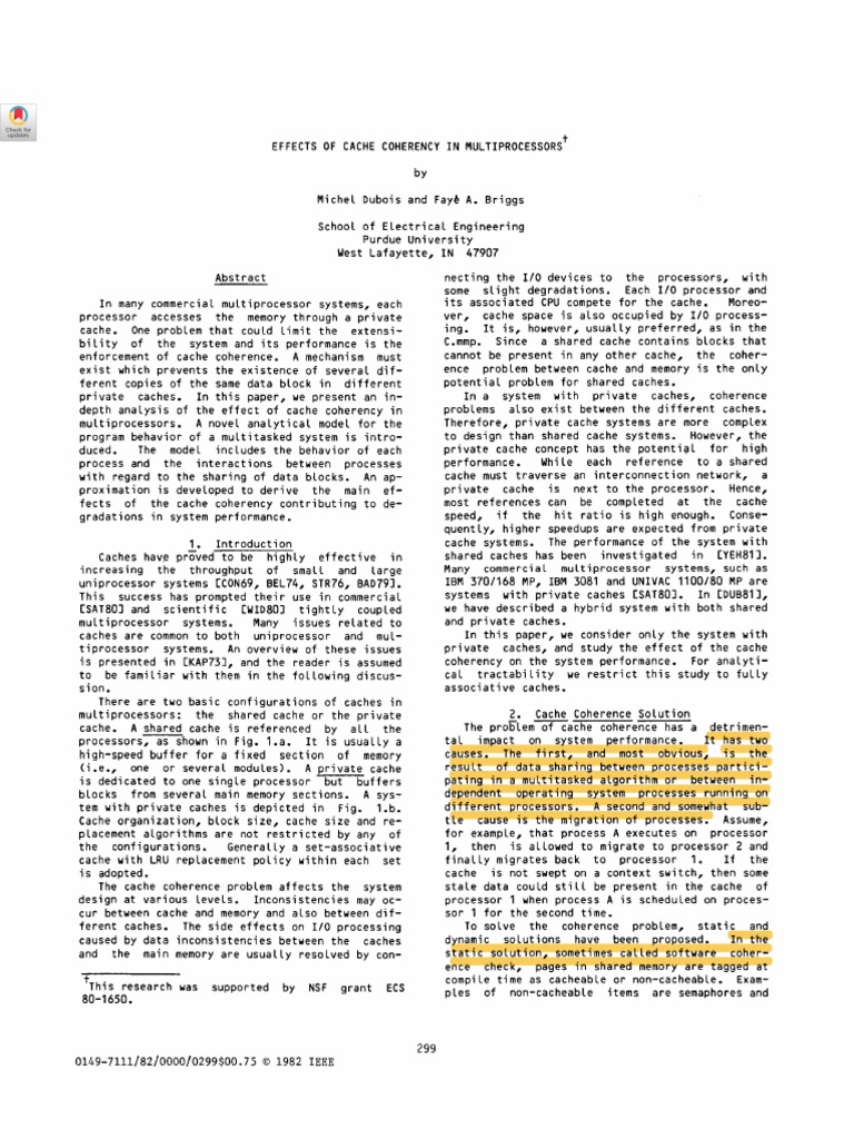 Cache Coherence Dubois Briggs 1982 | PDF | Cache (Computing) | Cpu Cache Cache Coherence Dubois Briggs 1982 | PDF | Cache (Computing) | Cpu Cache