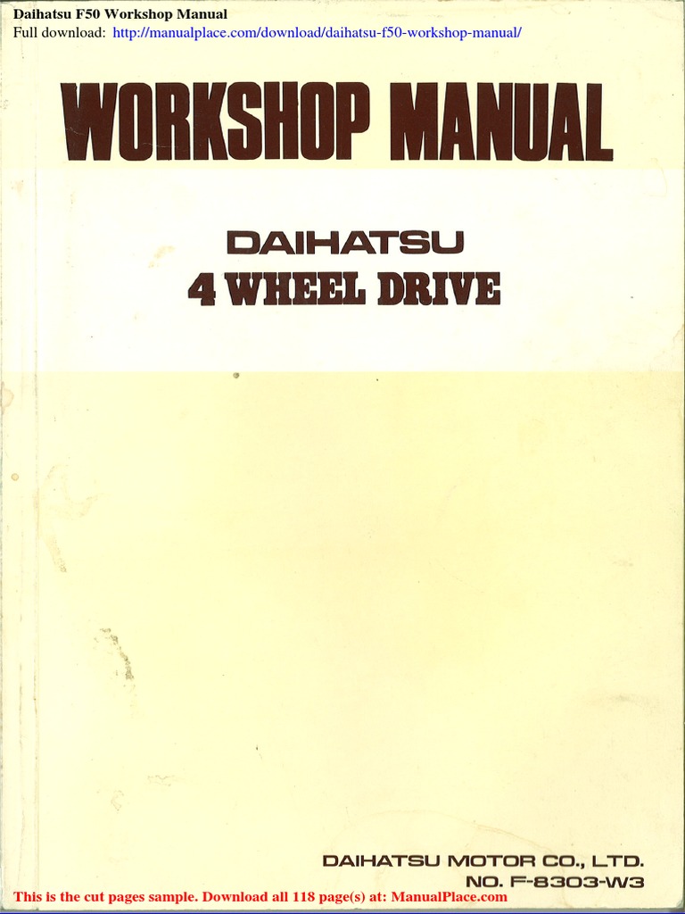 Daihatsu Rocky F78 Workshop Manual