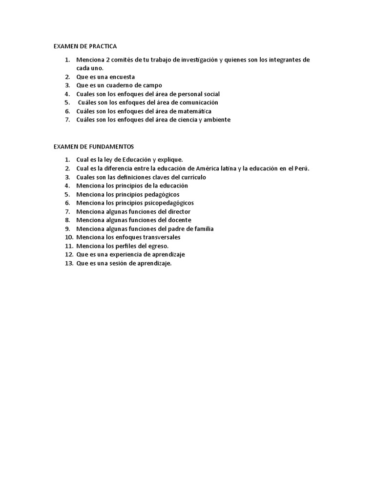 Examen de Practica e Investigación | PDF