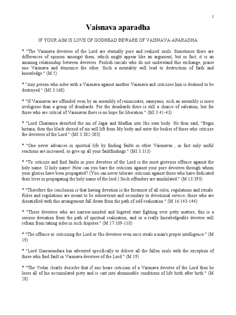 Vaisnava Aparadha | PDF | Vaishnavism | Indian Religions
