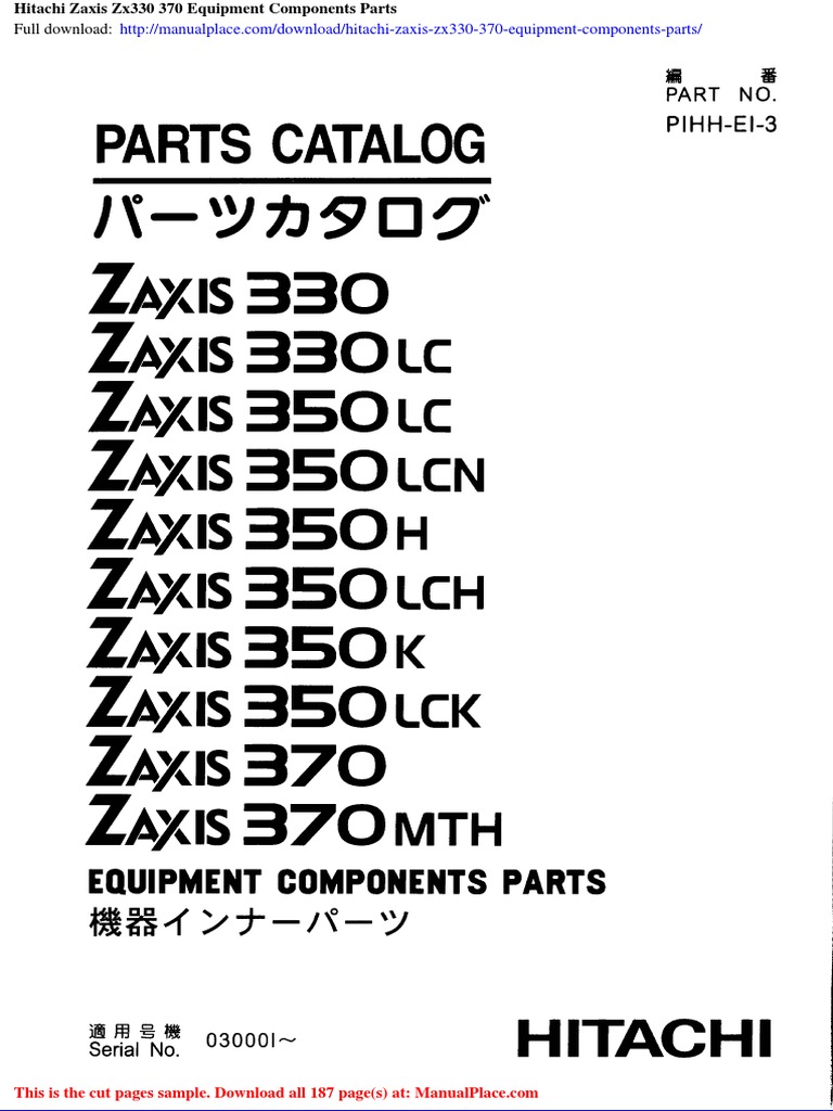Hitachi Zaxis Zx330 370 Equipment Components Parts | PDF