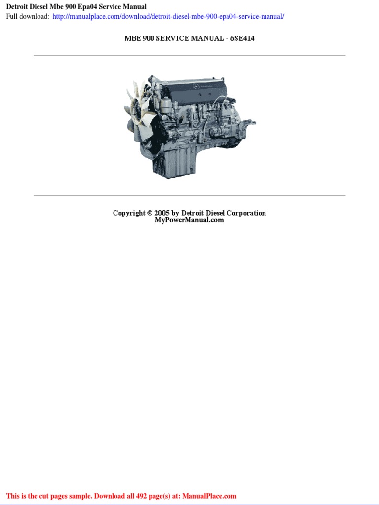 Detroit Diesel Mbe 900 Epa04 Service Manual | PDF | Internal Combustion Engine | Turbocharger