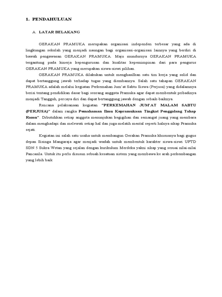 Proposal Kegiatan Perjusa SD 2023 | PDF