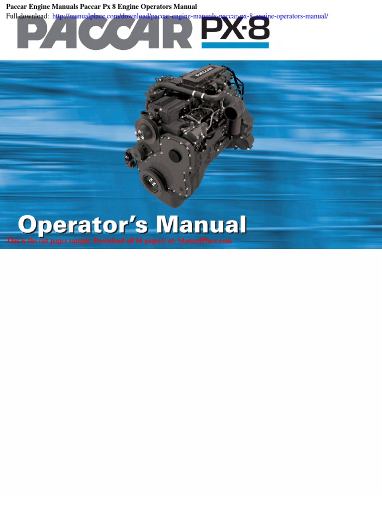 Paccar Engine Manuals Paccar PX 8 Engine Operators Manual | PDF ...