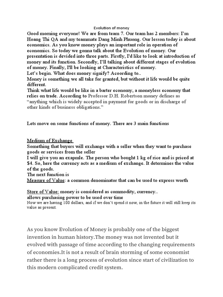 Evolution of Money (ESSAY) | PDF | Money | Coins