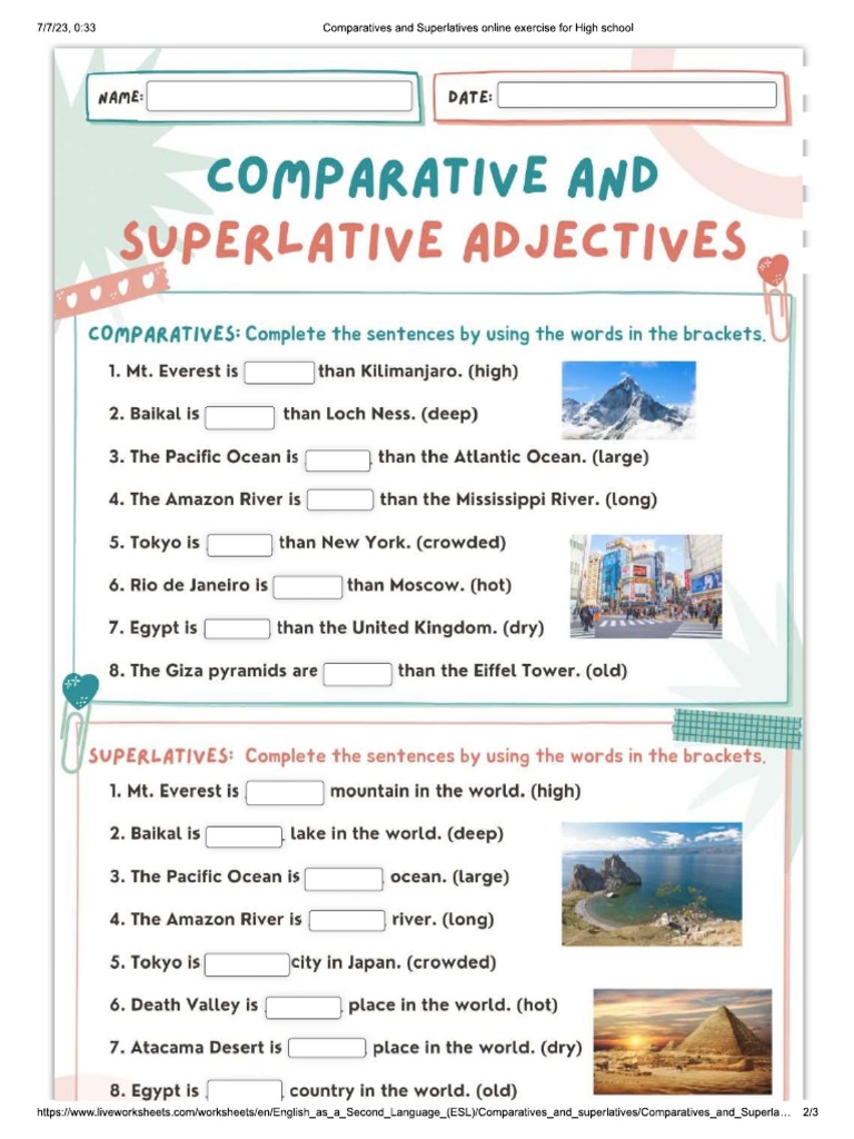 Comparative and Superlative Practice Pre Teens | PDF