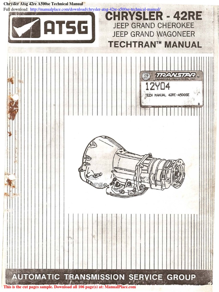 Chrysler Atsg 42re A500se Technical Manual | PDF